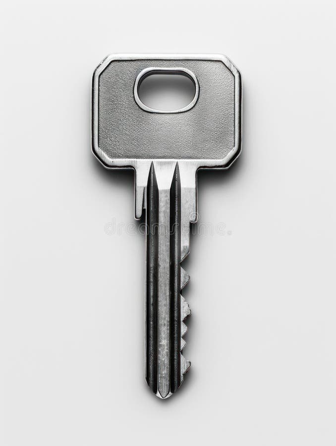 Close-Up of a Silver Key on White Background. Generative Ai Stock ...