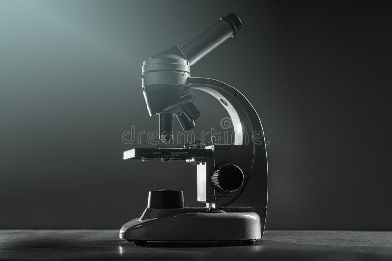 Microscope On Black Background Stock Photo - Image of research ...