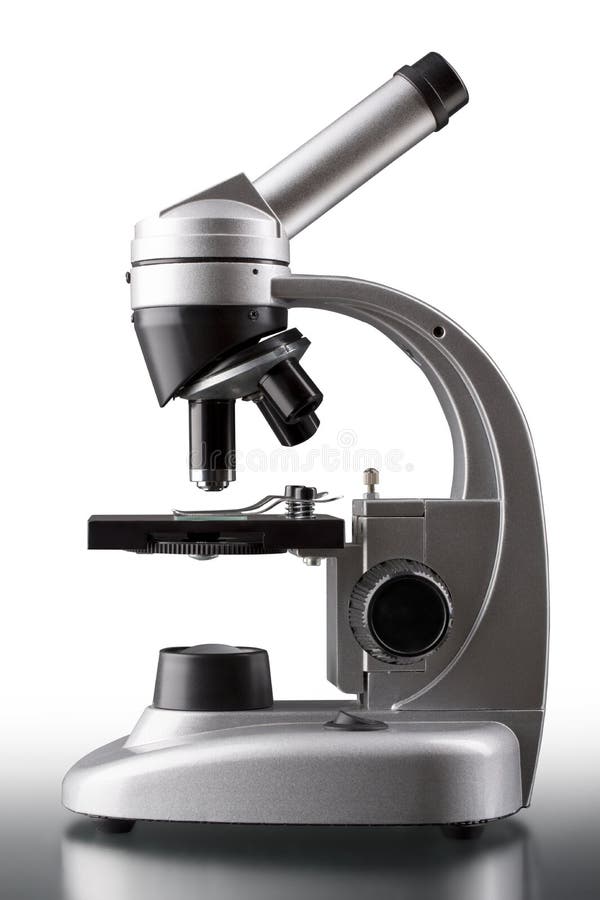 Close Up Of Microscope And Slide On White Stock Image - Image of lens ...