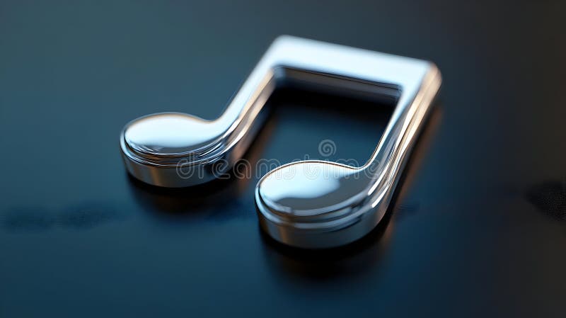 Close Up of a Silver Musical Note on Dark Blue Surface with Soft ...