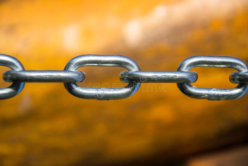 Close Up of Silver Steel Chain Link Stock Photo - Image of power ...