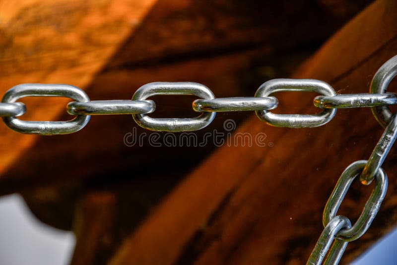 Close Up of Silver Steel Chain Link Stock Photo - Image of connection ...