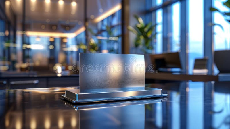Close Up of a Silver Table Plaque Stock Photo - Image of portable ...