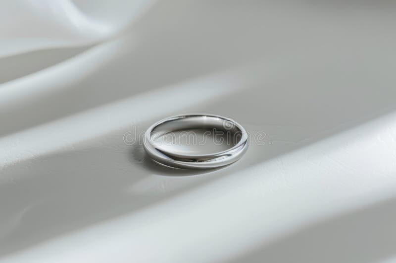 Close-up of a Silver Wedding Ring on a Smooth Surface Stock ...