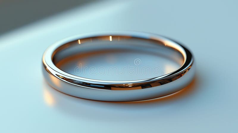 Close-up of a Simple, Polished Silver Wedding Band on a Light ...
