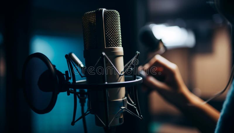 Close-up of Singer Hand Holding Microphone Generated by AI Stock ...