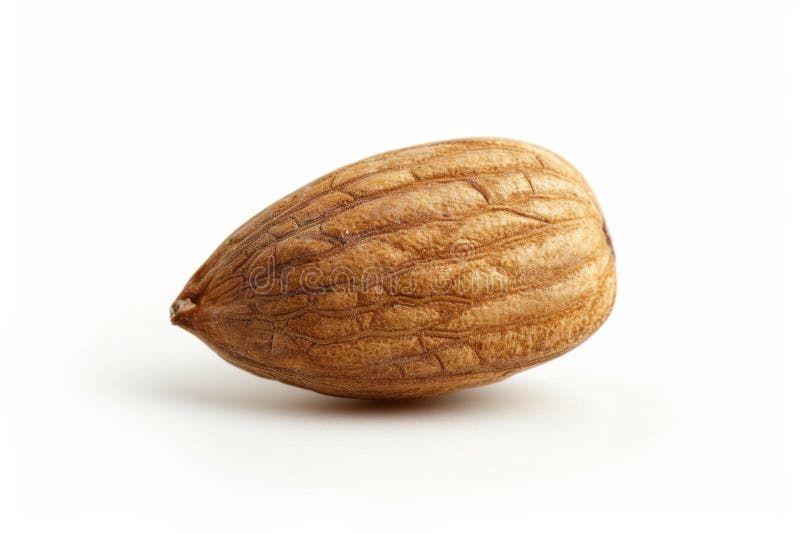 Close-up of a Single Almond with a Detailed Texture on a White ...