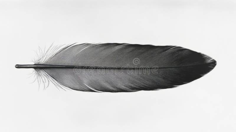 Close-up of a Single Black and White Feather Stock Illustration ...