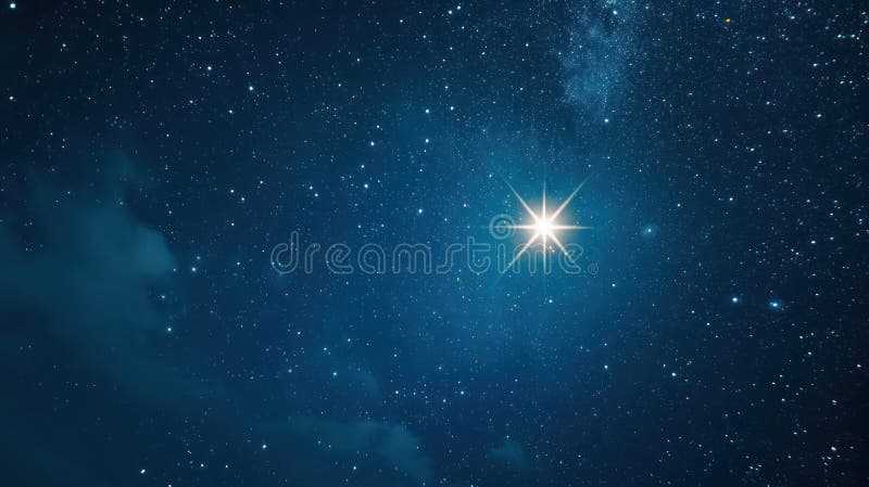 Close-up of a Single Bright Star Shining Stock Illustration ...