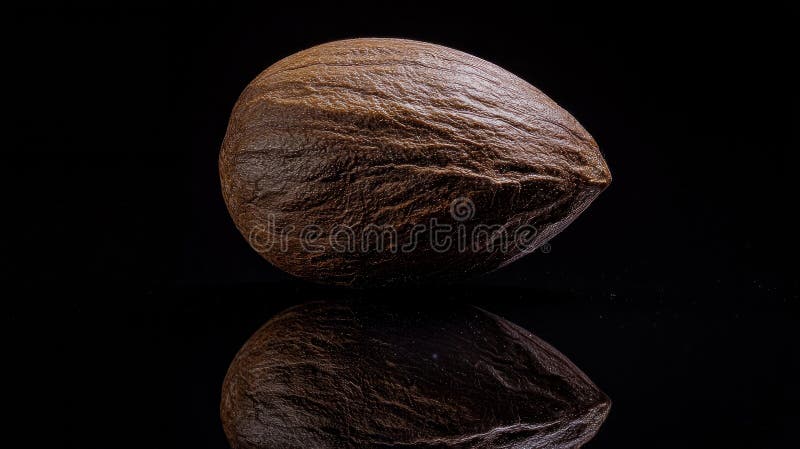 Close Up of a Single Cocoa Bean on a Black Reflective Surface Stock ...