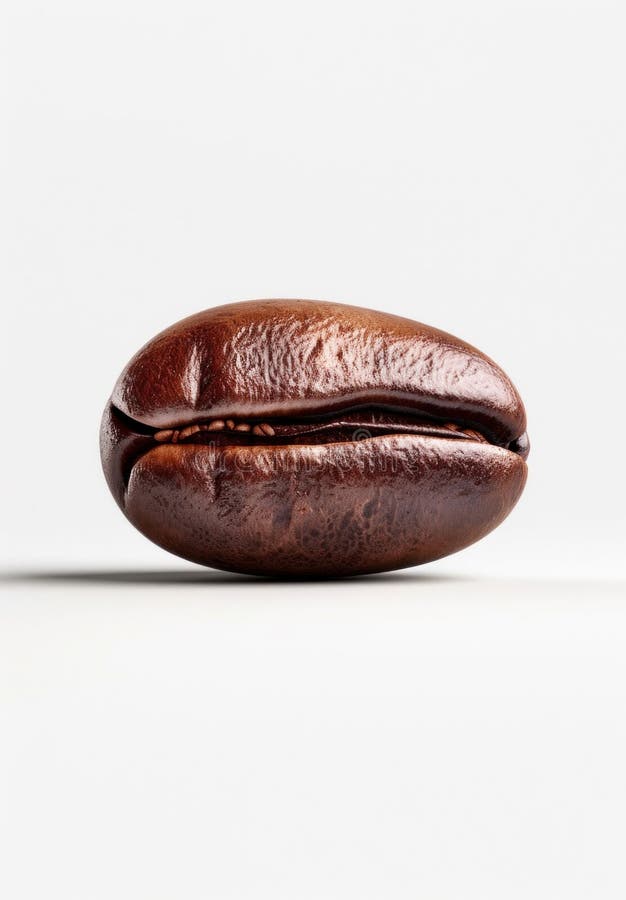 Close-up of Single Coffee Bean on White Background. Generative Ai Stock ...