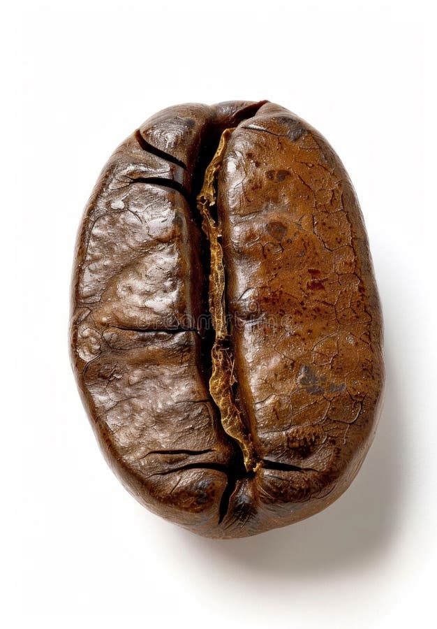 Close-Up of a Single Coffee Bean on White Background. Generative Ai ...