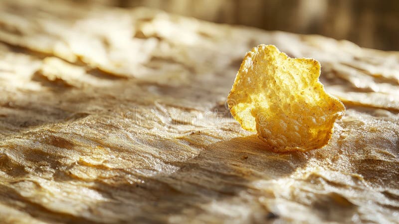 Close-up of a Single Corn Flake on Textured Bark in Sunlight Stock ...