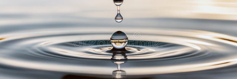 Close-up of a Single Drop of Water Falling on the Surface of the Water ...