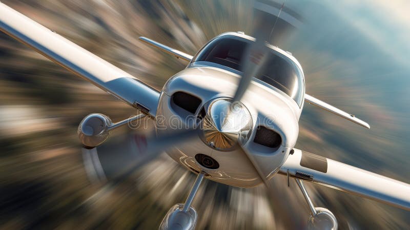Close-up of Single-engine Propeller Spinning in Motion during Takeoff ...