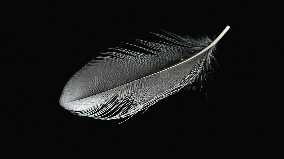 Close-up of a Single Feather with Intricate Details, Highlighted ...
