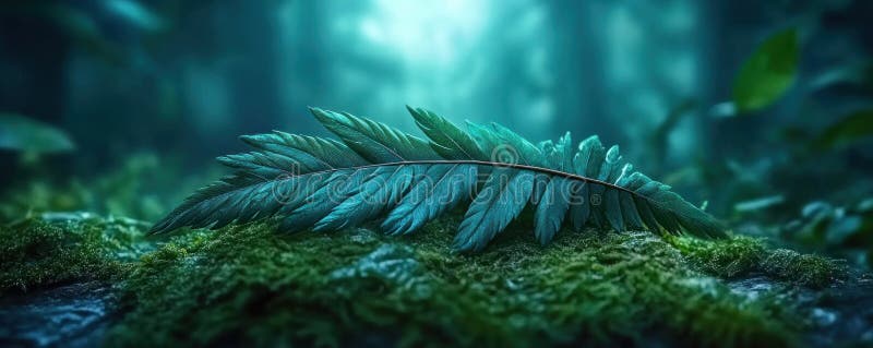 Close-up of a Single Fern Leaf in a Deep Forest, Featuring Detailed ...