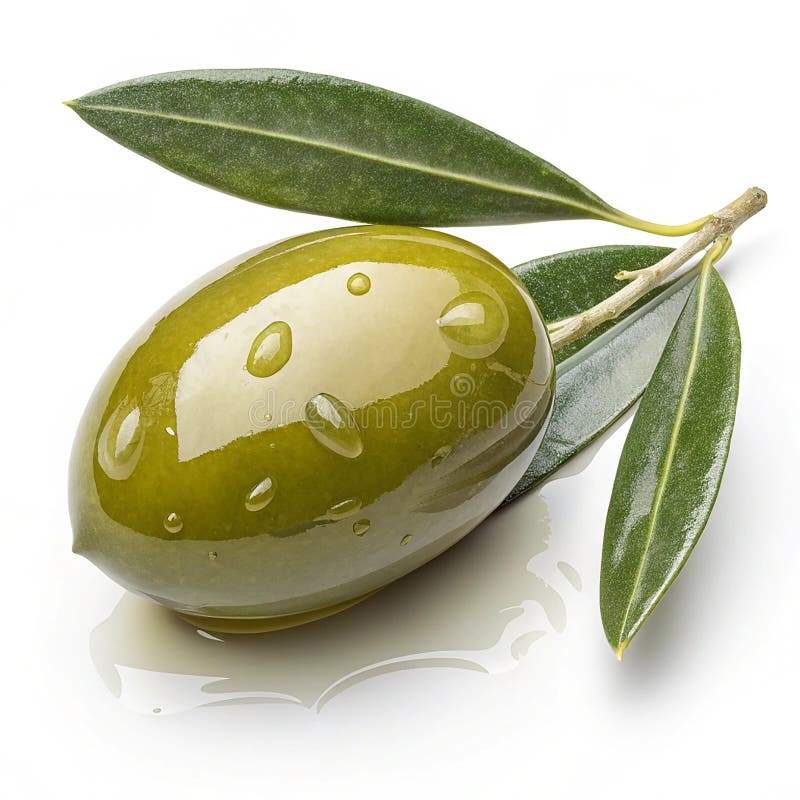 Single Olive with Glossy Green Surface on Transparent Background Stock ...