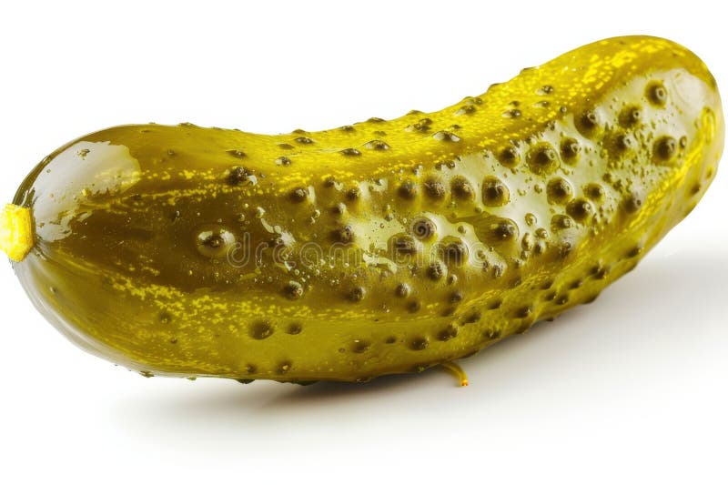 A Close-up of a Single Green Pickle with a Bumpy Texture, Isolated on a ...