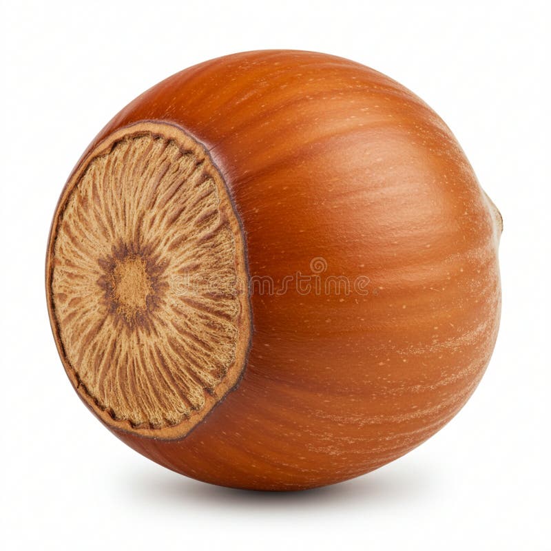 Close-up Single Hazelnut with Detailed Shell Texture on White ...