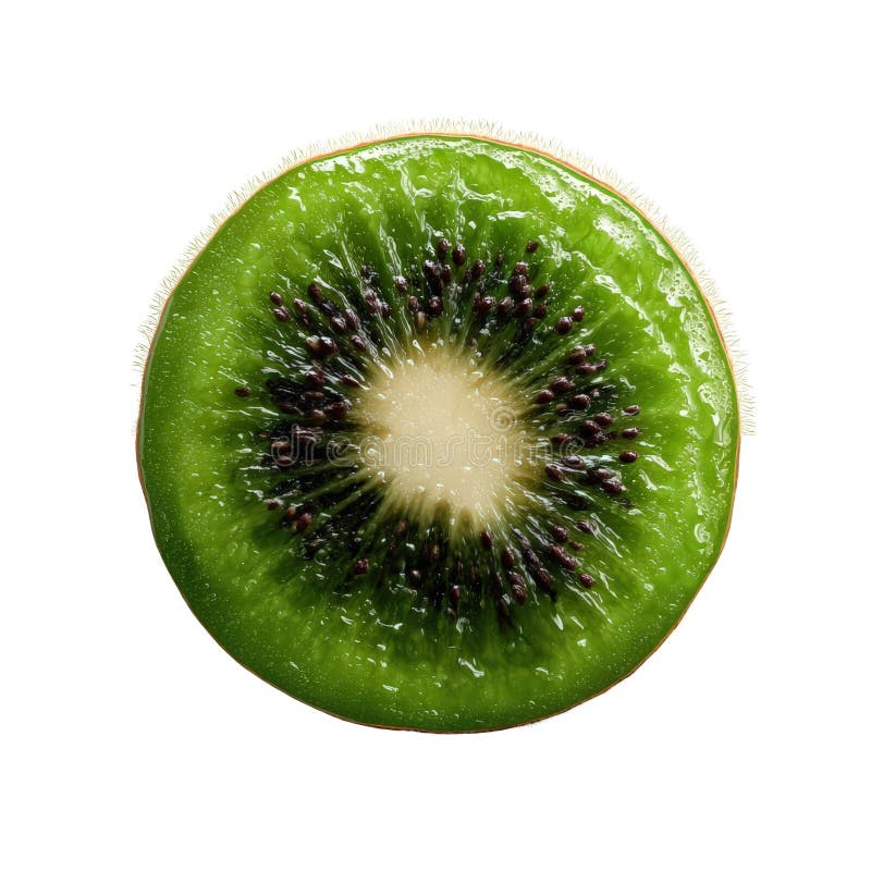 Close Up of a Single Kiwi Fruit Slice on a Plain Black Background on ...