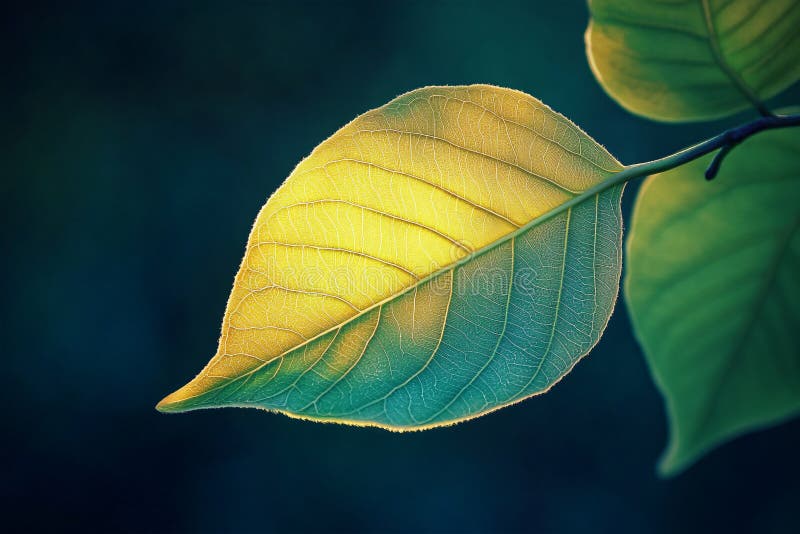 Close Up of Single Leaf on Tree Branch Stock Illustration ...