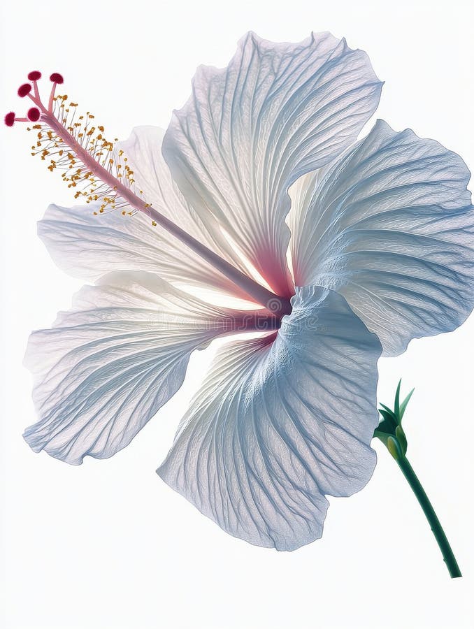 Close Up Light Gray Hibiscus Flower Isolated on White Background Stock ...