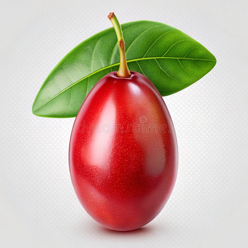 Single Miracle Fruit with Red Skin on Transparent Background Stock ...