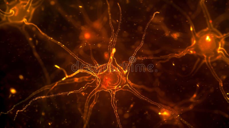 A Close-up of a Single Nerve Cell, or Neuron. it Has a Branching, Tree ...