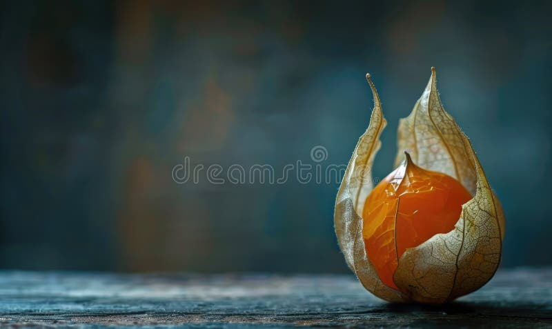 Close-up of a Single Physalis Fruit with a Broken Husk Stock Photo ...