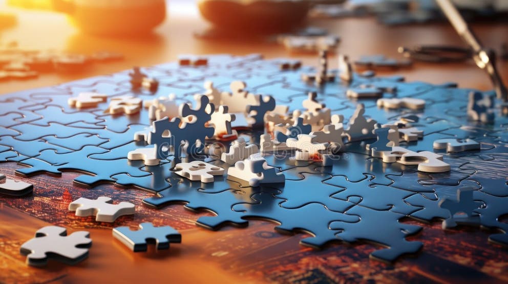 A Close Up of a Single Puzzle Piece on a Table. Suitable for ...