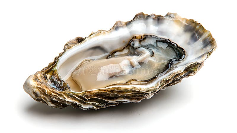 Close Up of a Single Raw Oyster on White Background Stock Illustration ...
