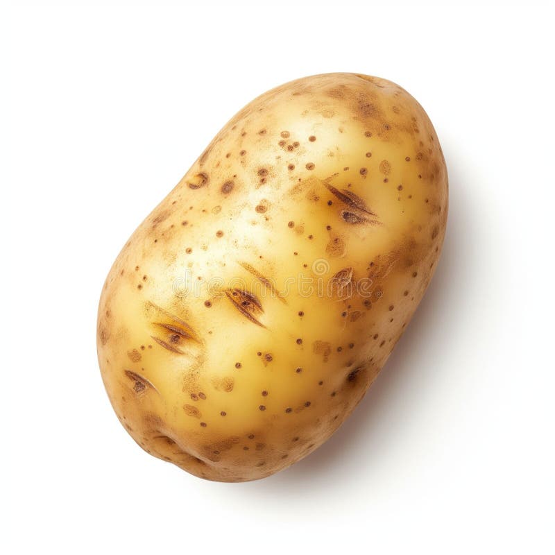 Close-up of a Single Raw Potato Isolated on White Background. Stock ...