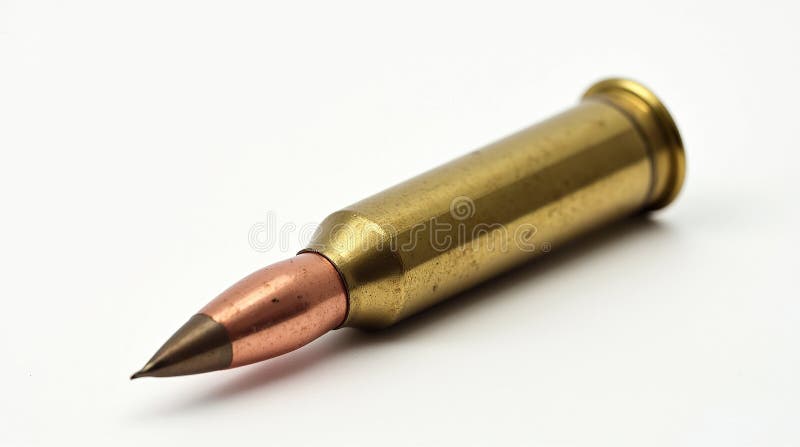 Close-up of a Single Rifle Ammunition Bullet on White Background Stock ...