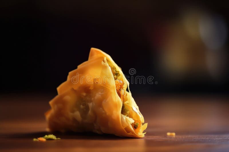 Close-up of a Single Samosa with Visible Layers of Crispy Pastry Stock ...