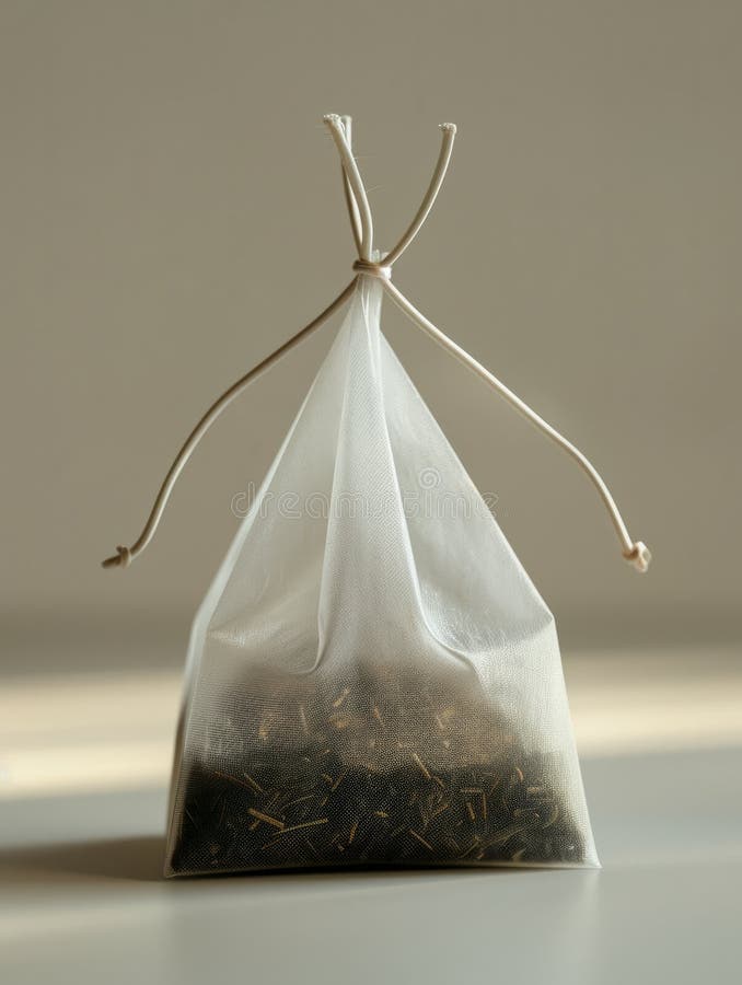 A Close-up of a Single Tea Bag Filled with Dried Herbs. Stock Image ...
