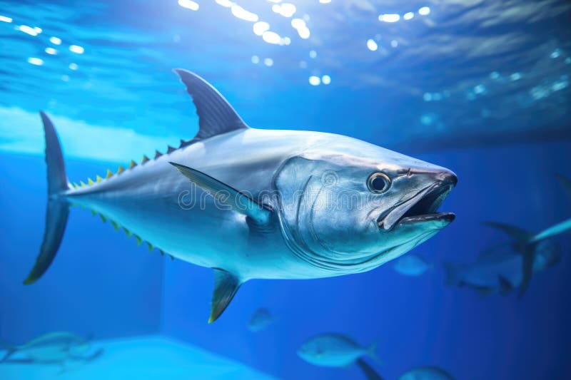 Close-up of a Single Tuna Fish in a Modern Office Aquarium Stock Image ...