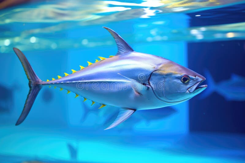 Close-up of a Single Tuna Fish in a Modern Office Aquarium Stock Image ...