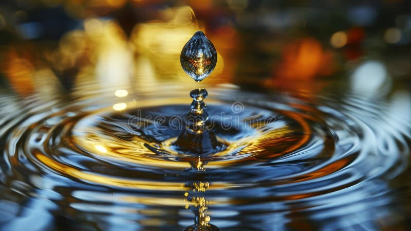 Close-up of a Single Water Drop with a Reflection Inside.World Water ...
