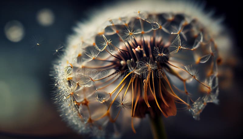 Close Up of a Single Yellow Dandelion Seed ,generative AI Stock ...