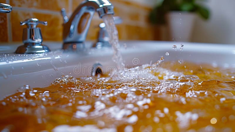 A Close Up of a Sink with Water Coming Out of it Stock Image - Image of ...