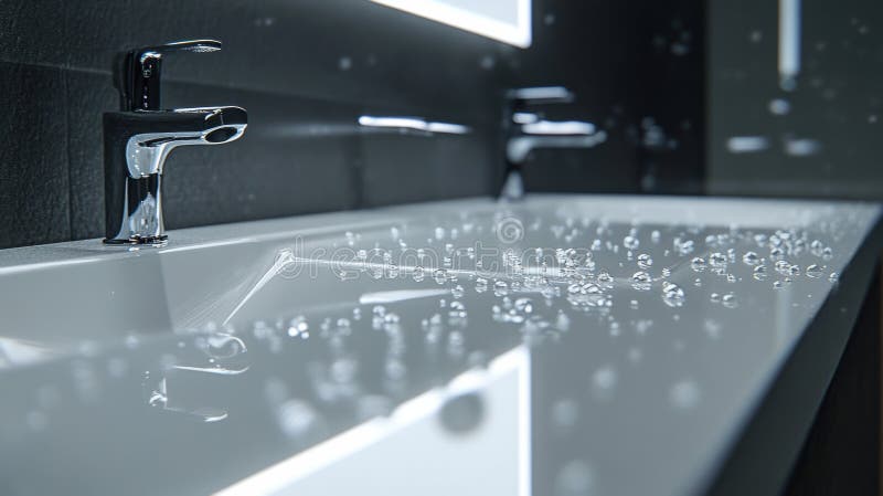 A Close Up of a Sink with Water Running Down it, AI Stock Image - Image ...