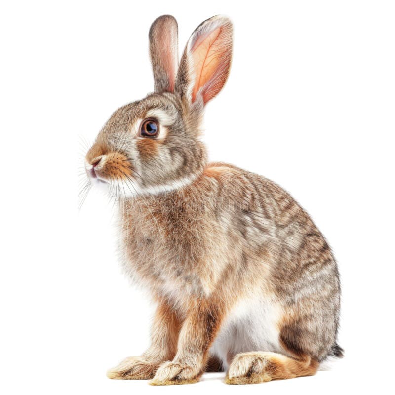 A Close-Up of a Sitting Brown Rabbit with White Fur Stock Photo ...