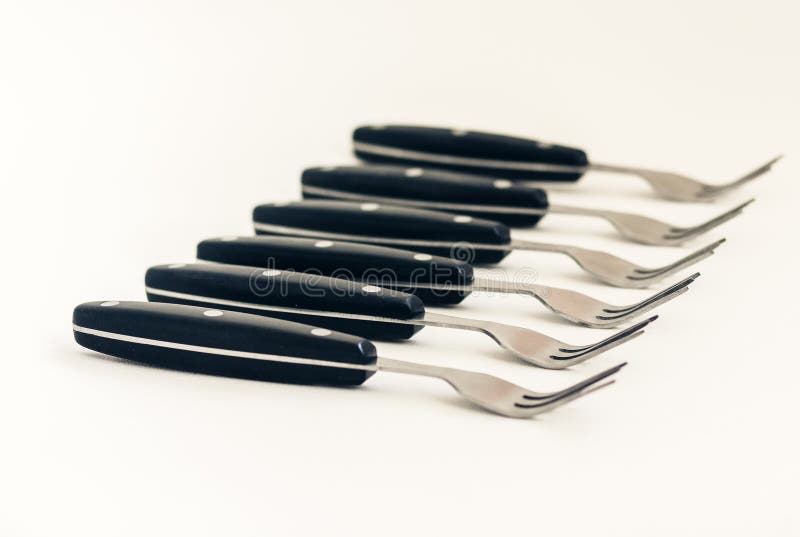 Close Up Six Forks Isolated on White Background Stock Image - Image of ...