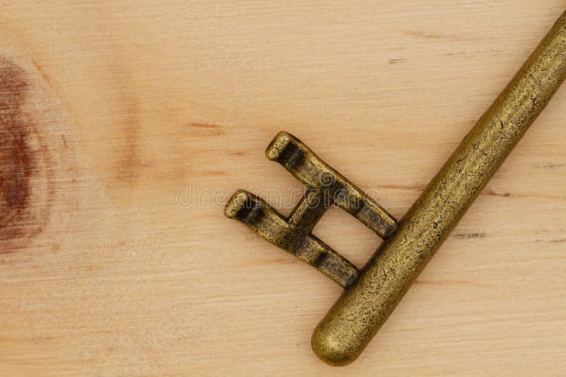 Close Up of Skeleton Key on Wood Background Stock Image - Image of ...