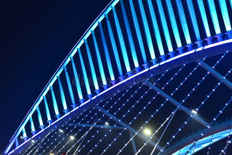 Skew rope bridge LED light stock image. Image of giant - 52016395