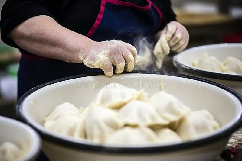 Close-up of Skilled Hands Making Asian Dumplings - Traditional Cooking ...