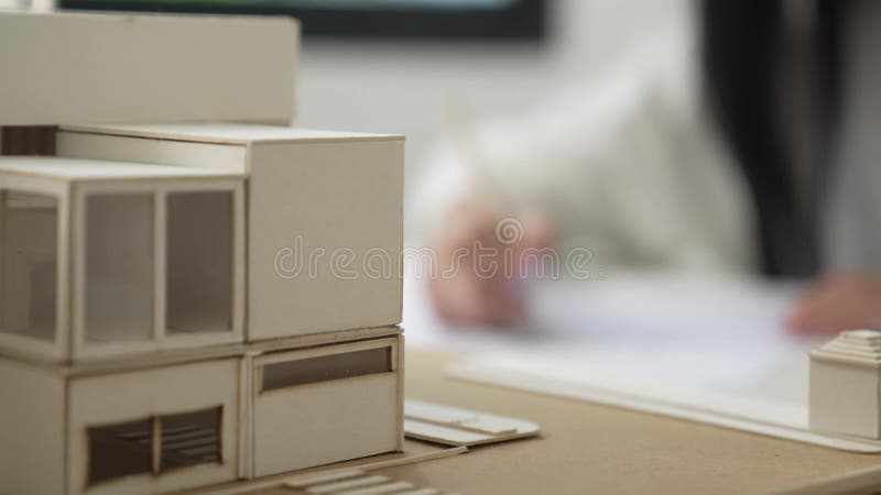 Skilled Professional Engineer Hand Using Ruler Measure House Model ...