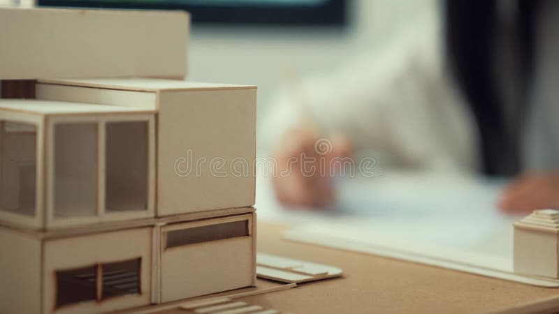 Skilled Professional Engineer Hand Using Ruler Measure House Model ...