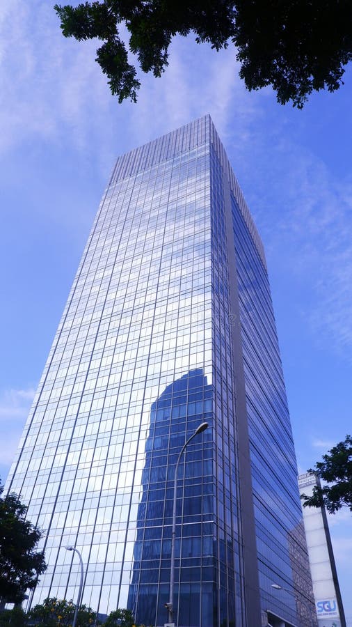 Close Up of Skycraper Against Blue Sky Background Editorial Stock Photo ...